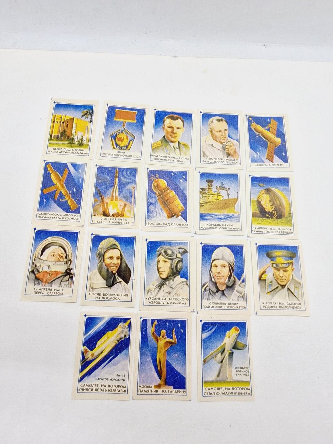 Soviet Vintage Set of 18 Match Labels "soviet Space - Yurii Gagarin ...