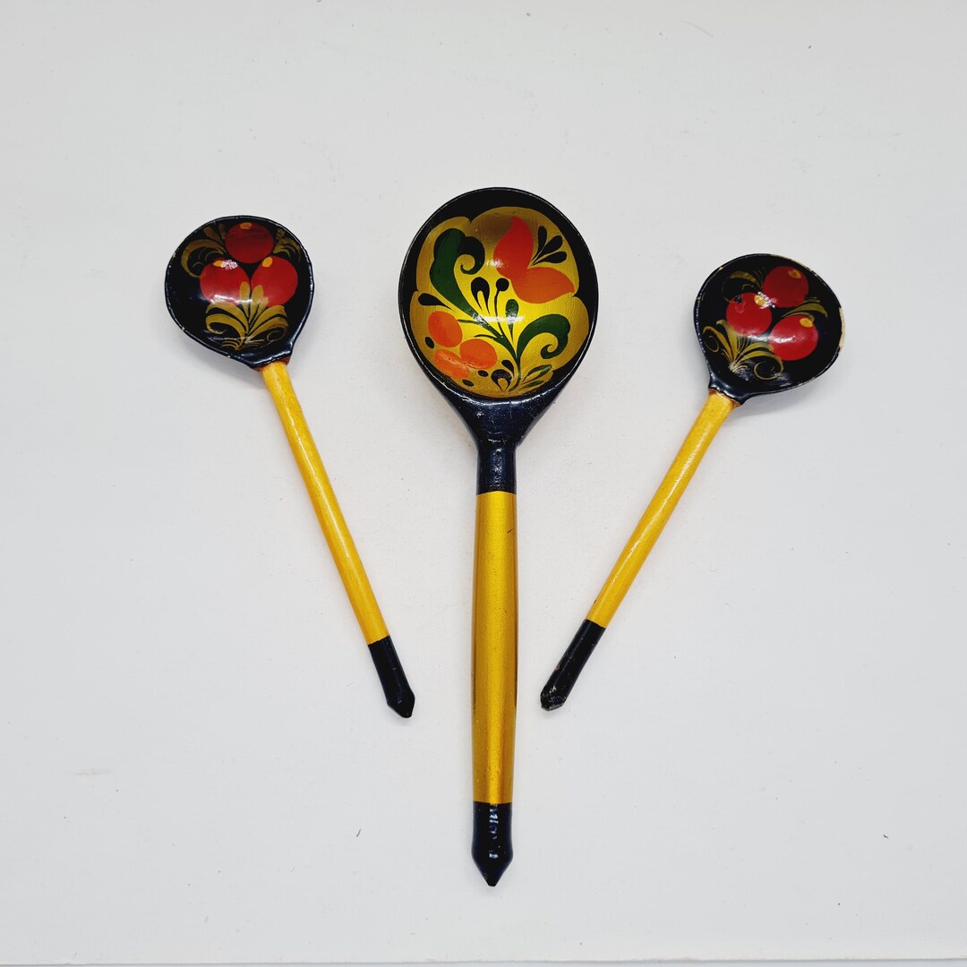 Soviet Vintage Spoons - Set of 3 Russian Vintage Wooden Spoons Made in ...