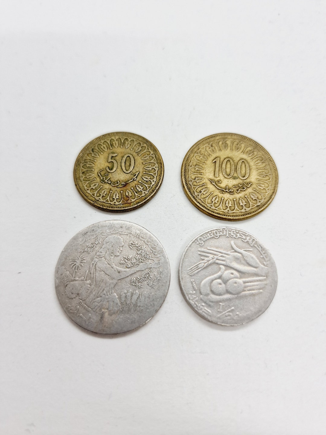 Set of Tunisian Coins - Set of 4 Vintage Coins Issued in Tunis in 1988 ...