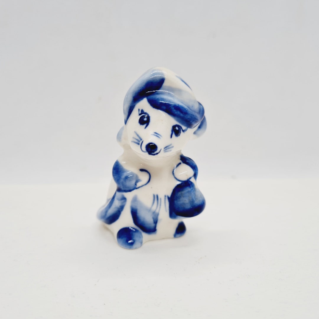 Soviet Vintage Gzhel Mouse Figurine Made in USSR in 1980s. - Etsy