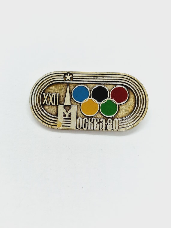 Soviet vintage Olympic pin Moscow 80 badge Made in US… - Gem