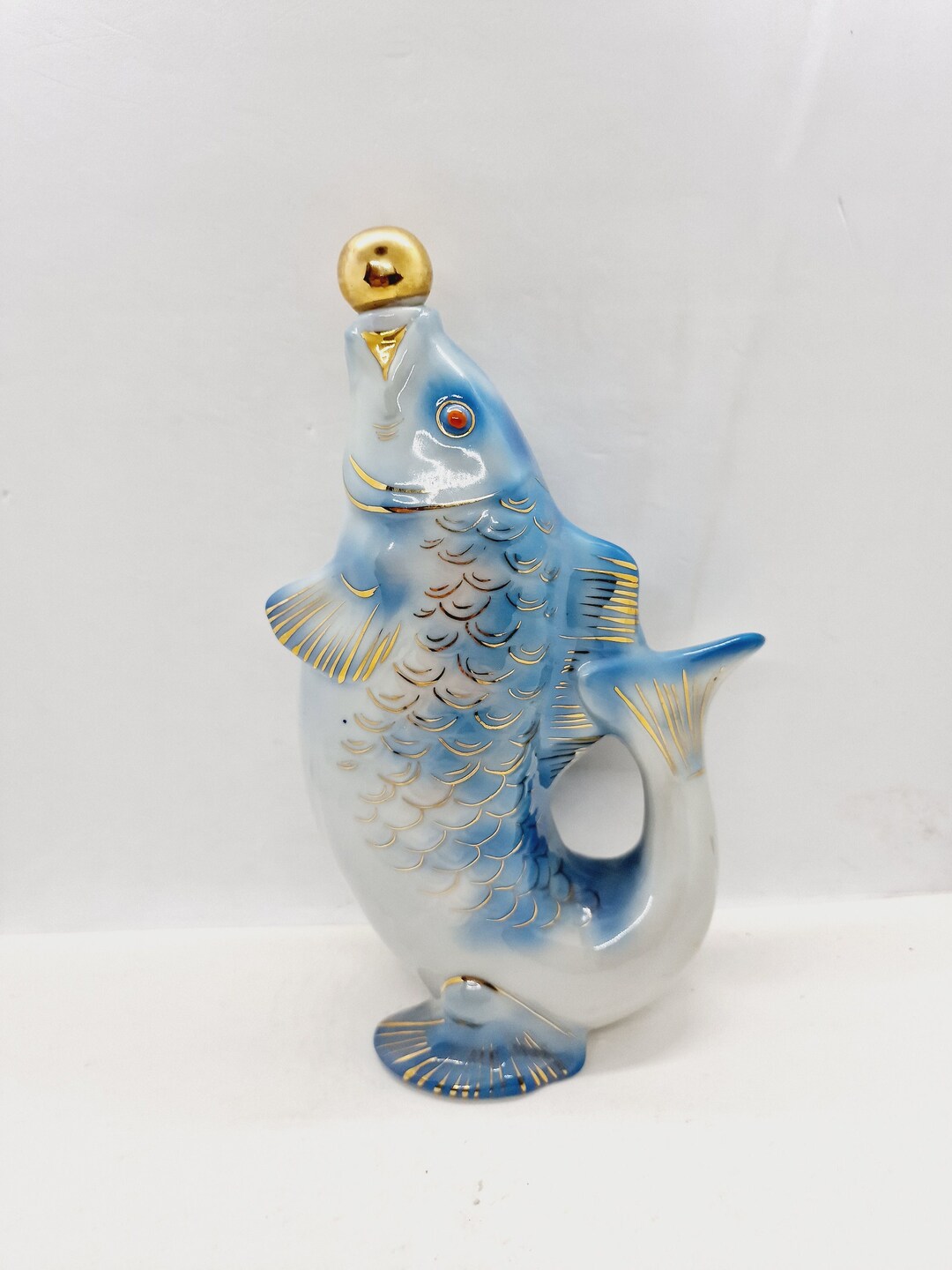 Vintage Soviet Porcelain Fish Carafe With a Cork Made in USSR in 1980s ...