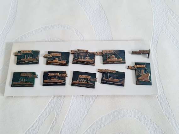 Soviet Vintage Revolution Ships pins - Set of 10 ship… - Gem