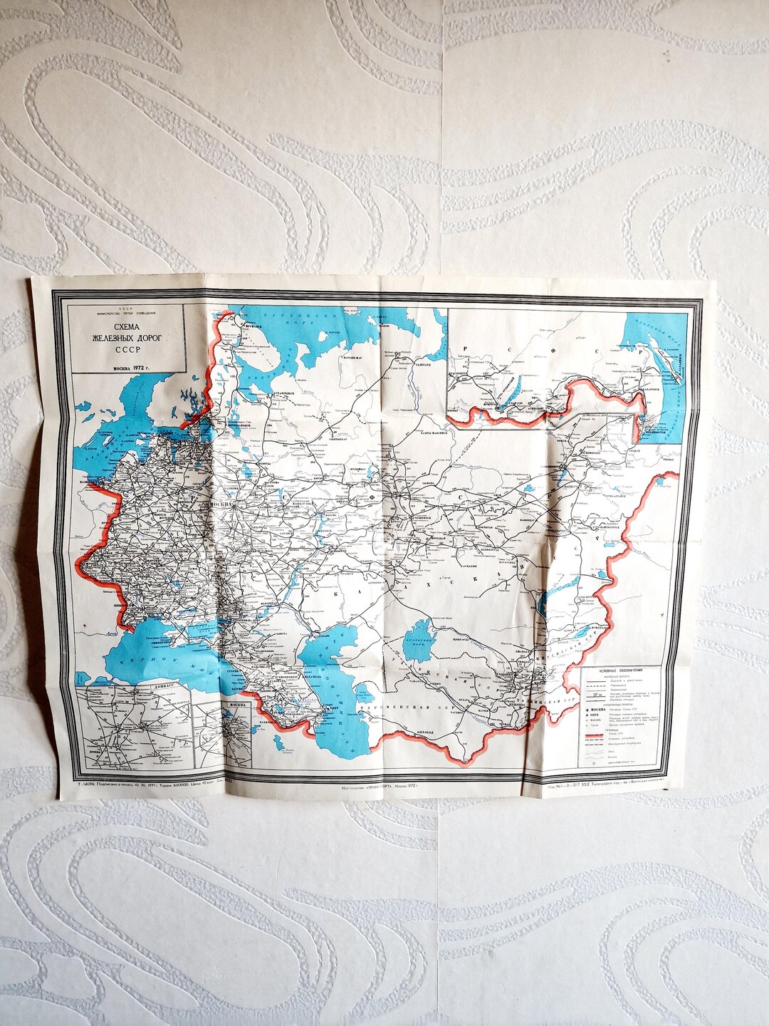 Rare Railway Map of the USSR Made in USSR in 1972 - Etsy