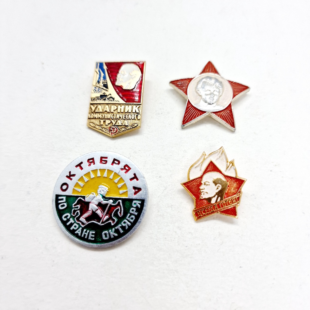 Lenin Pins - Set of 4 Octobrist and Komsomol Badges Made in USSR in ...