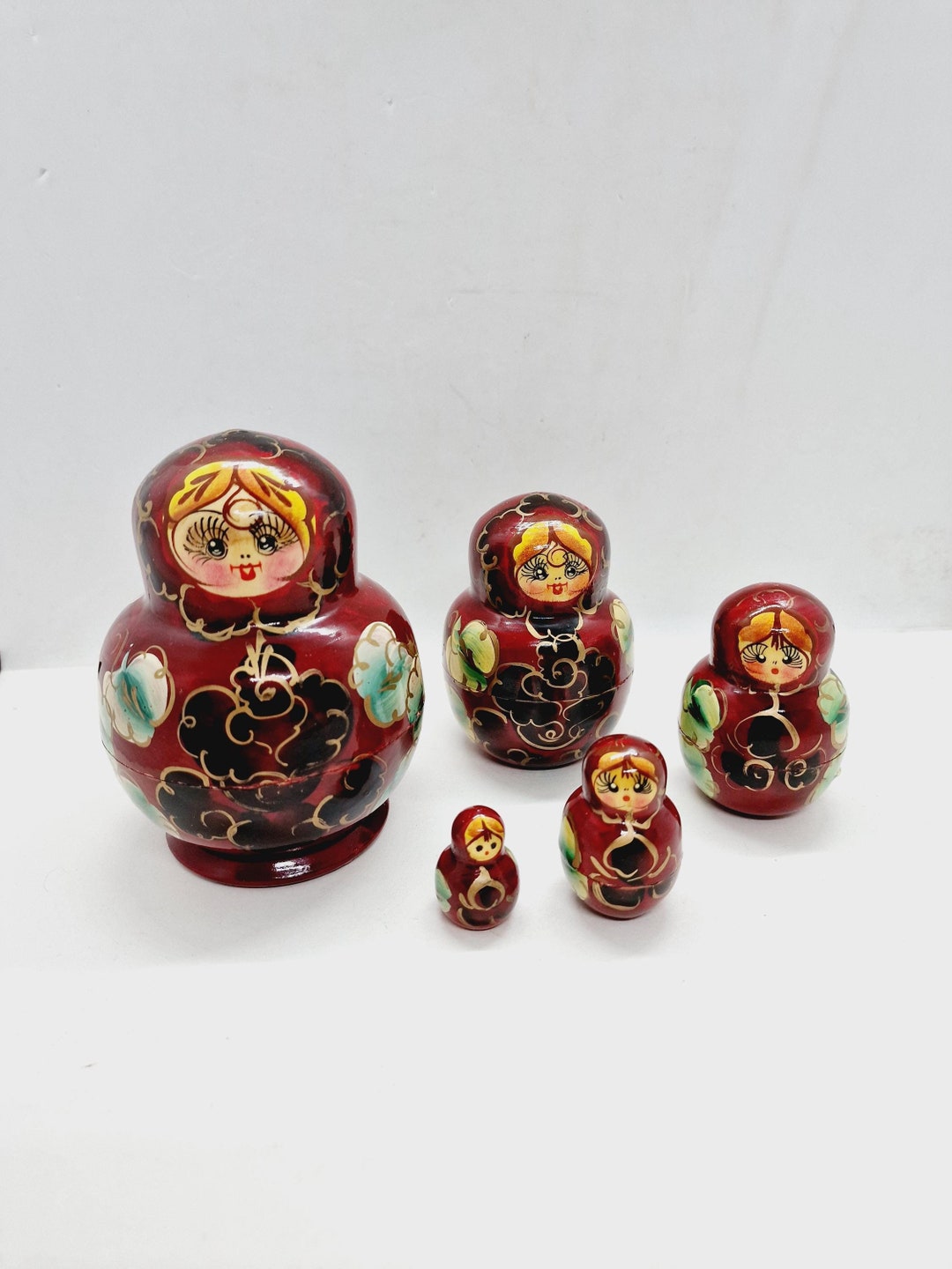 Soviet Vintage Matryoshka Russian Wooden Hand Painted Doll Matryoshka ...