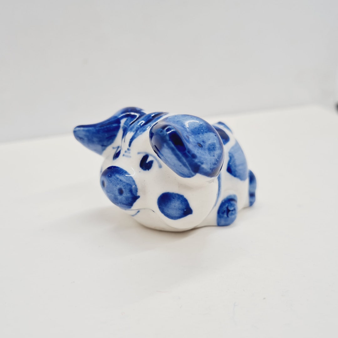 Soviet Vintage Gzhel Pig Figurine Made in USSR in 1980s. - Etsy
