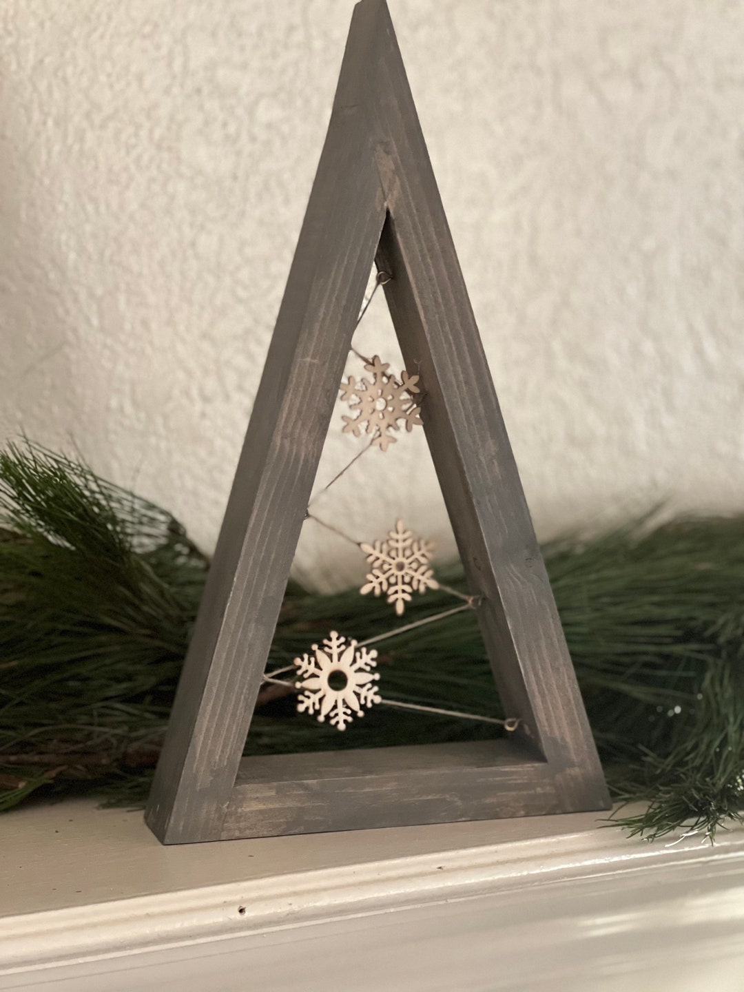 Wooden Christmas Tree Decor, Mantle Christmas Tree, Minimalist Wood ...
