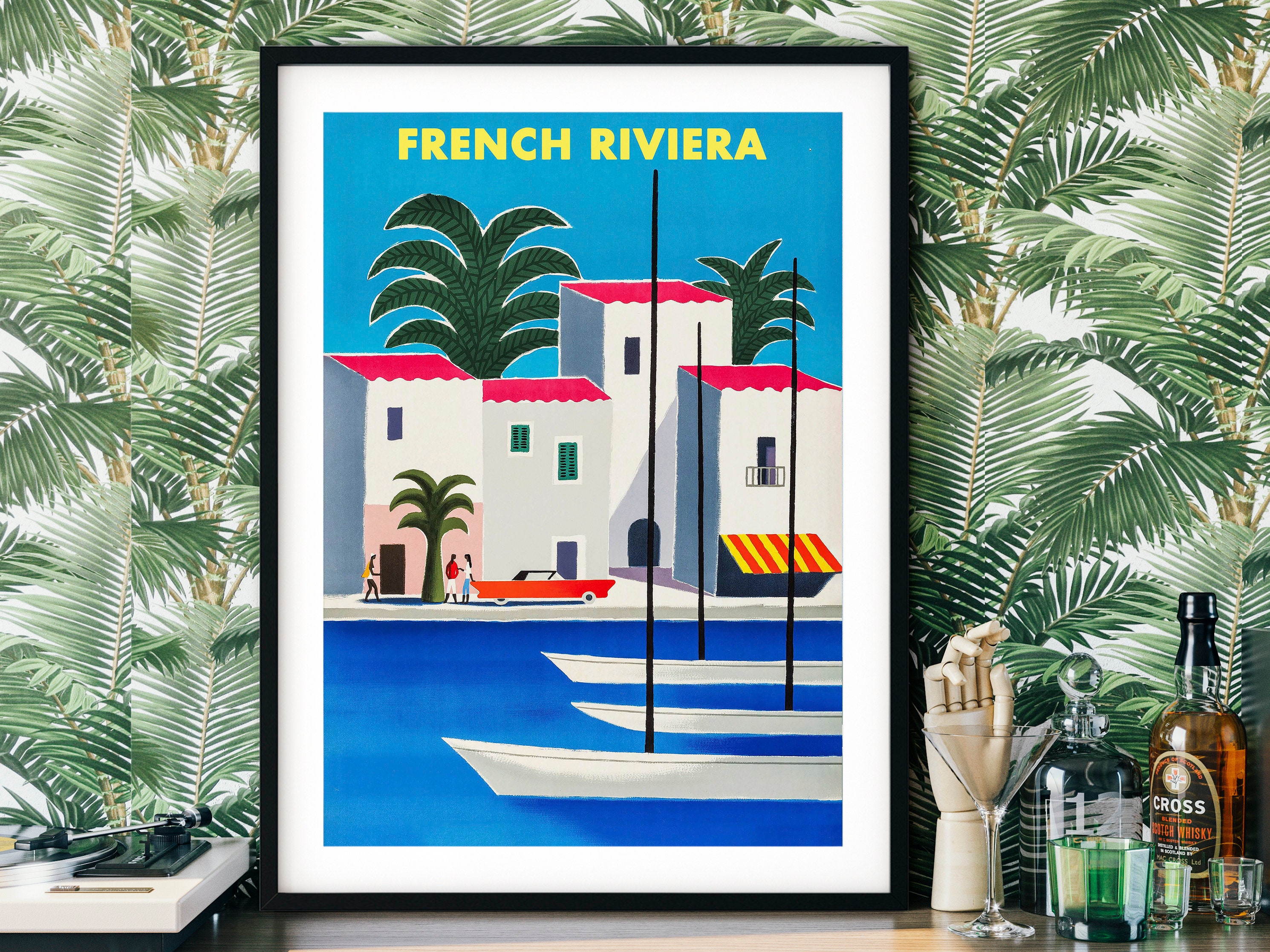French Riviera Vintage Travel Poster Wall Art Print Photo | Etsy