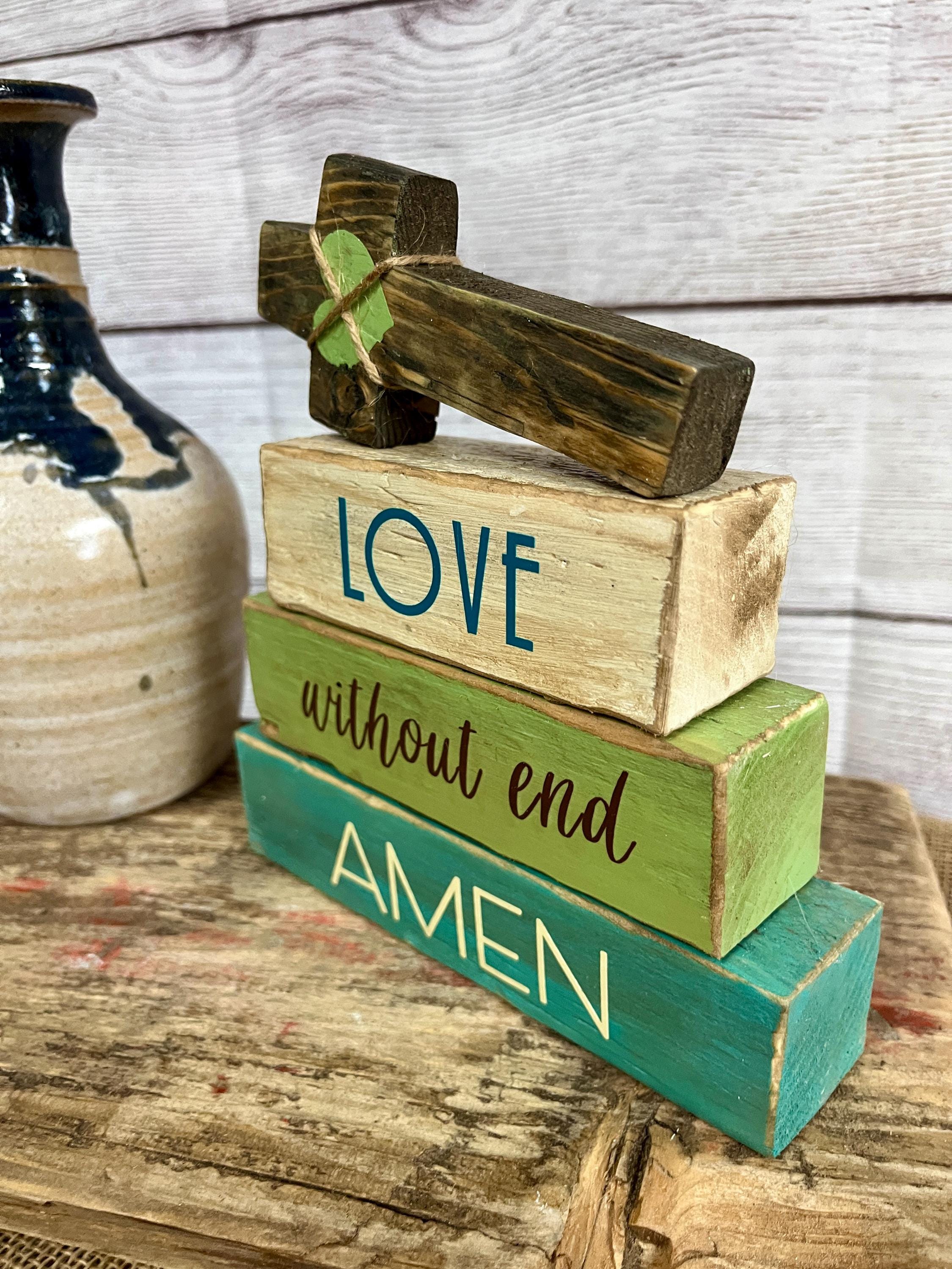 Easter Inspirational Block Stack Sign, Wood, for Mantel, Desk, Tabletop ...