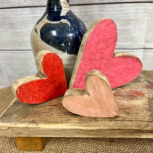 Valentine Wood Heart Stacking Blocks Trio Shelf Sitters - Etsy