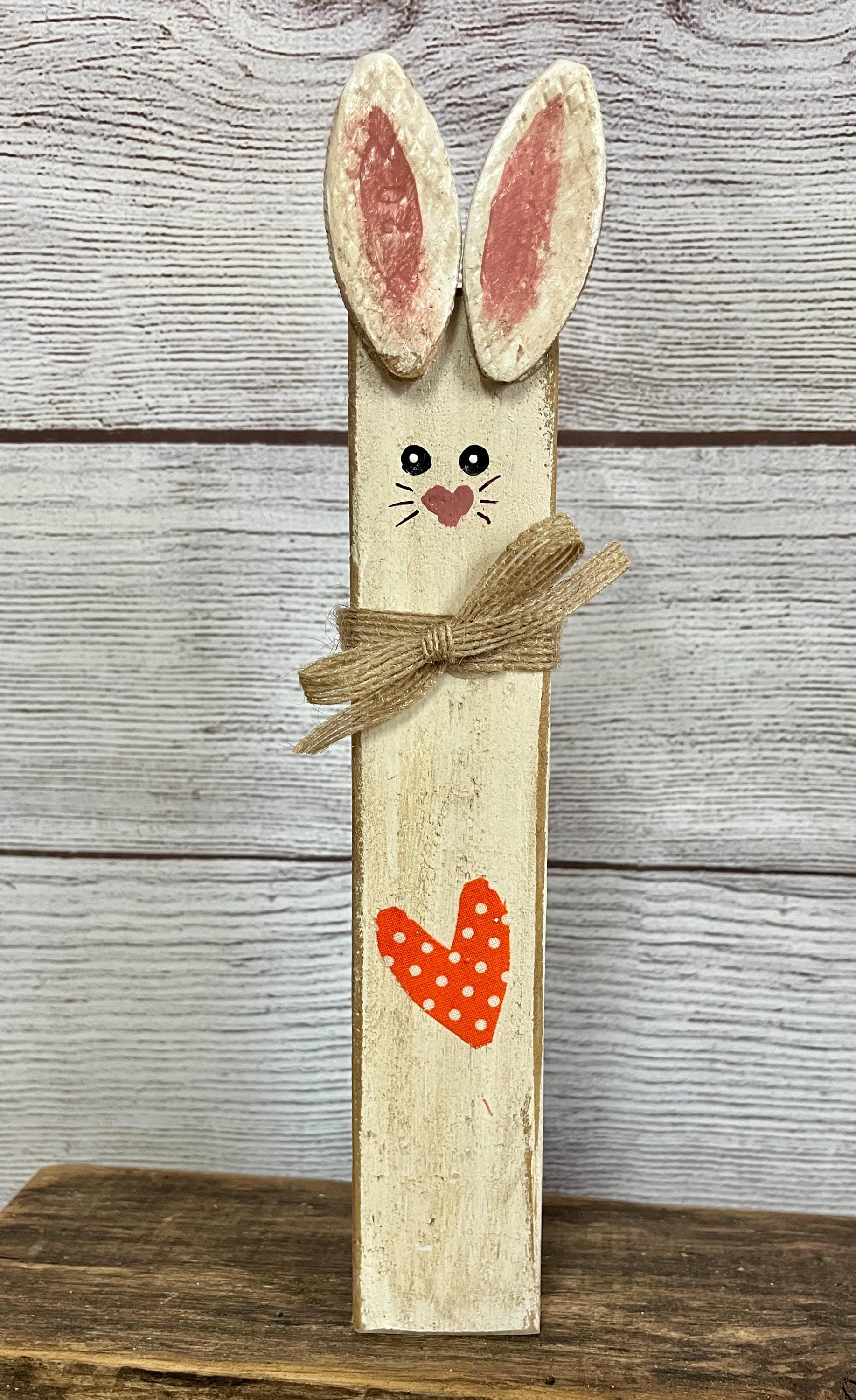 Wooden Bunny Decor Set, Handmade Farmhouse Easter Bunnies, Rustic ...