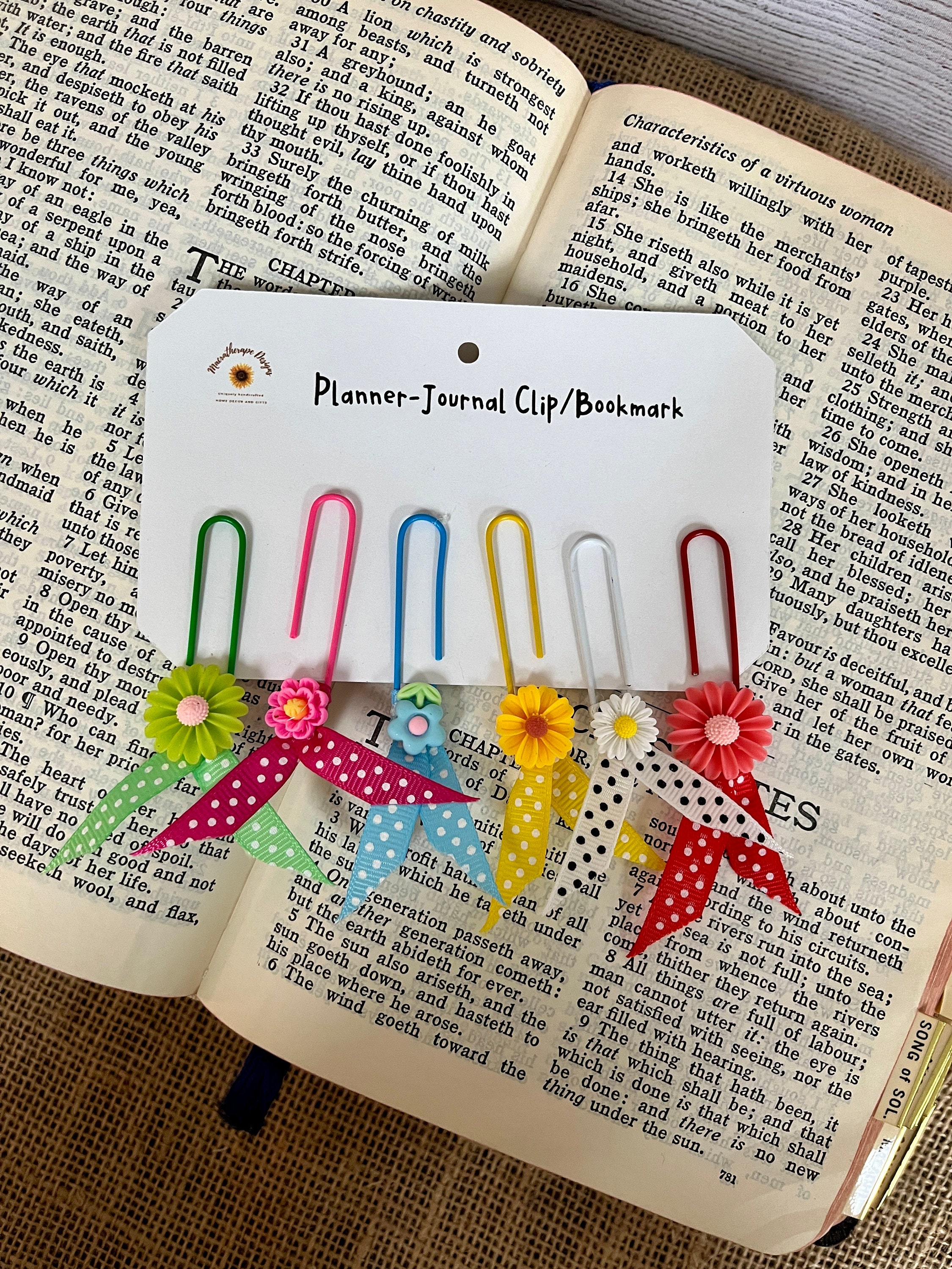 Fancy Journal/planner Clips, Bookmarks, Ribbon Flowers - Etsy