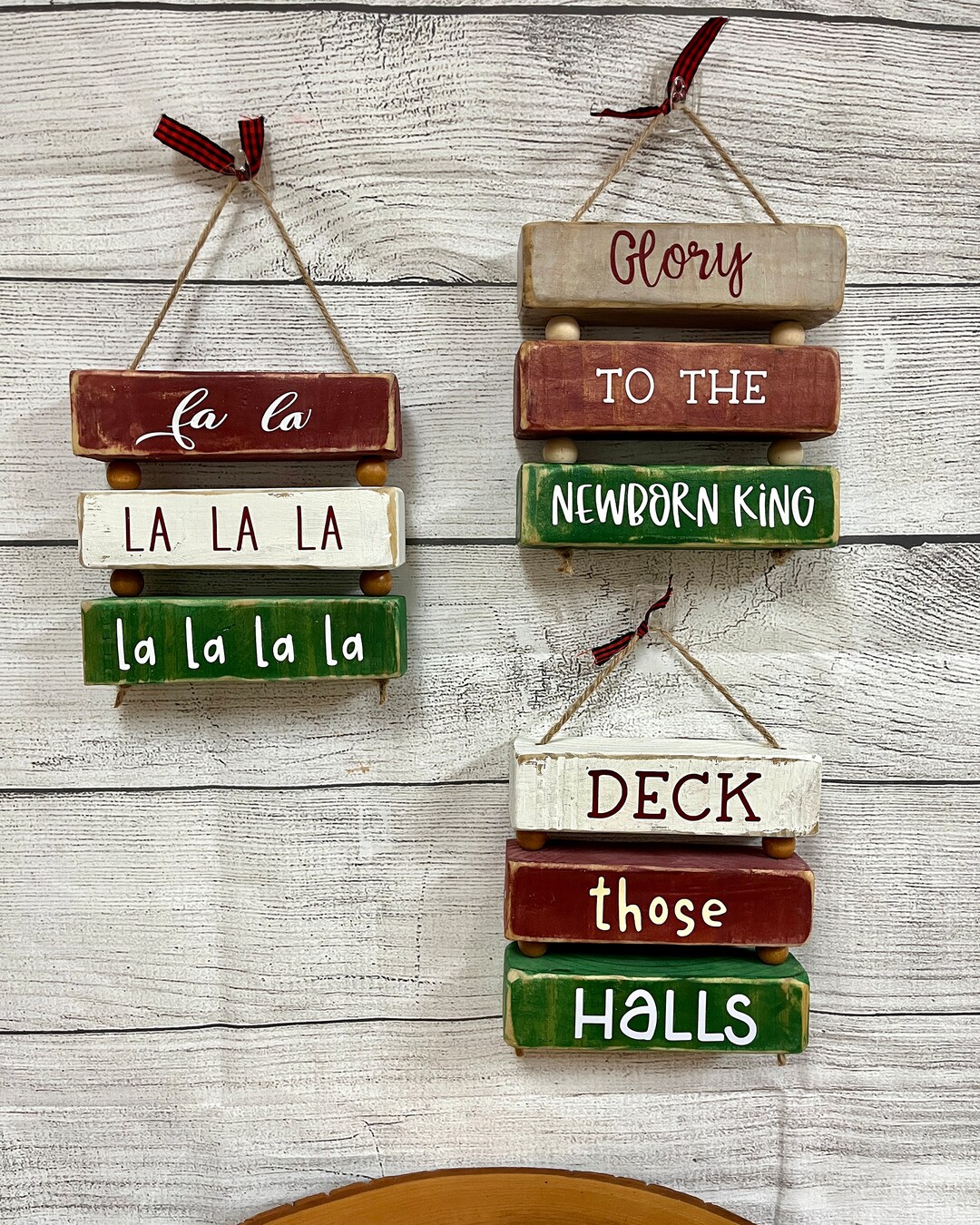Rustic Christmas Block Sign for Wall, Deck the Halls and Other Sayings ...