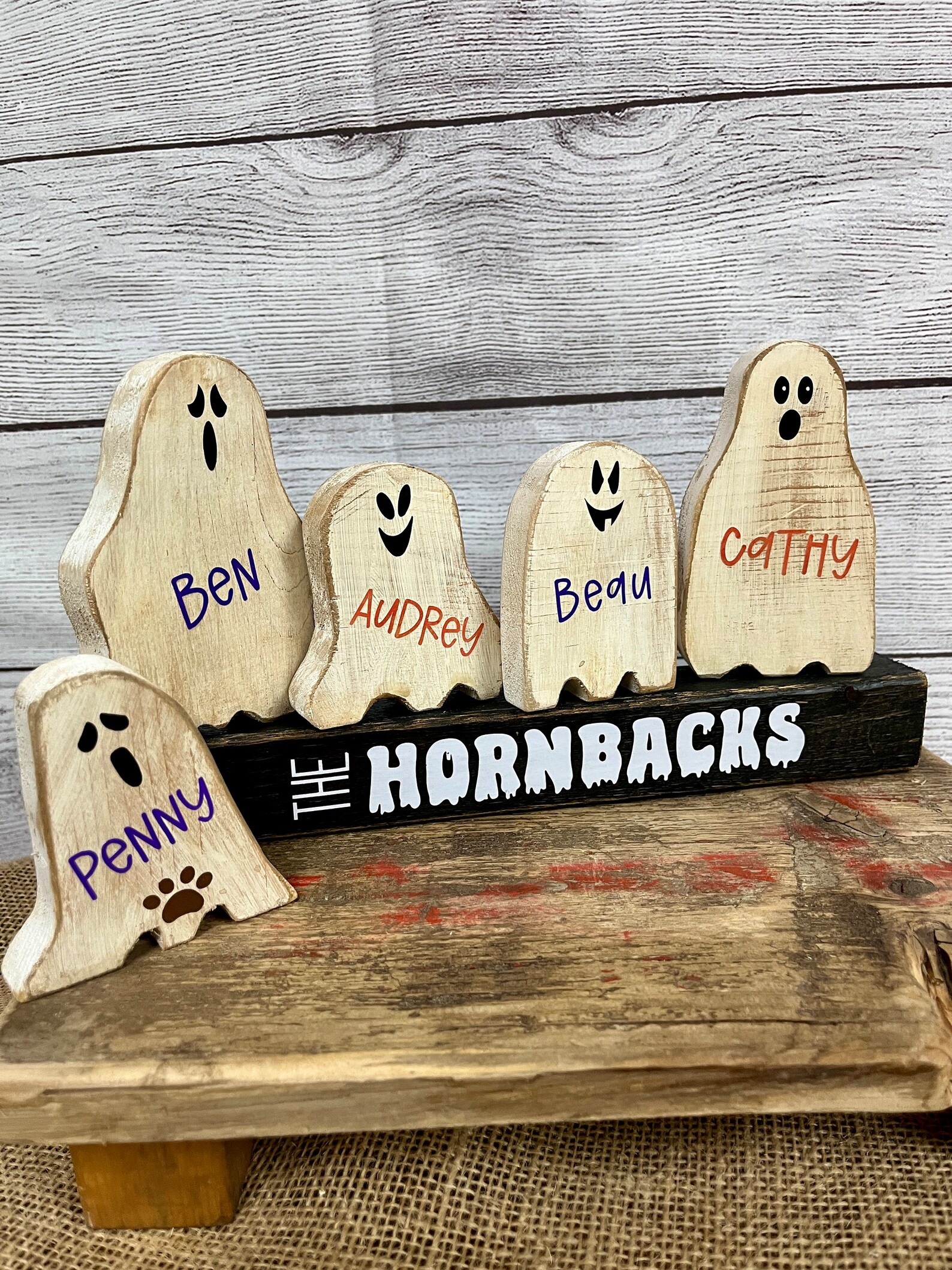 Personalized Ghost Family for Halloween - Wood Block Set - Etsy