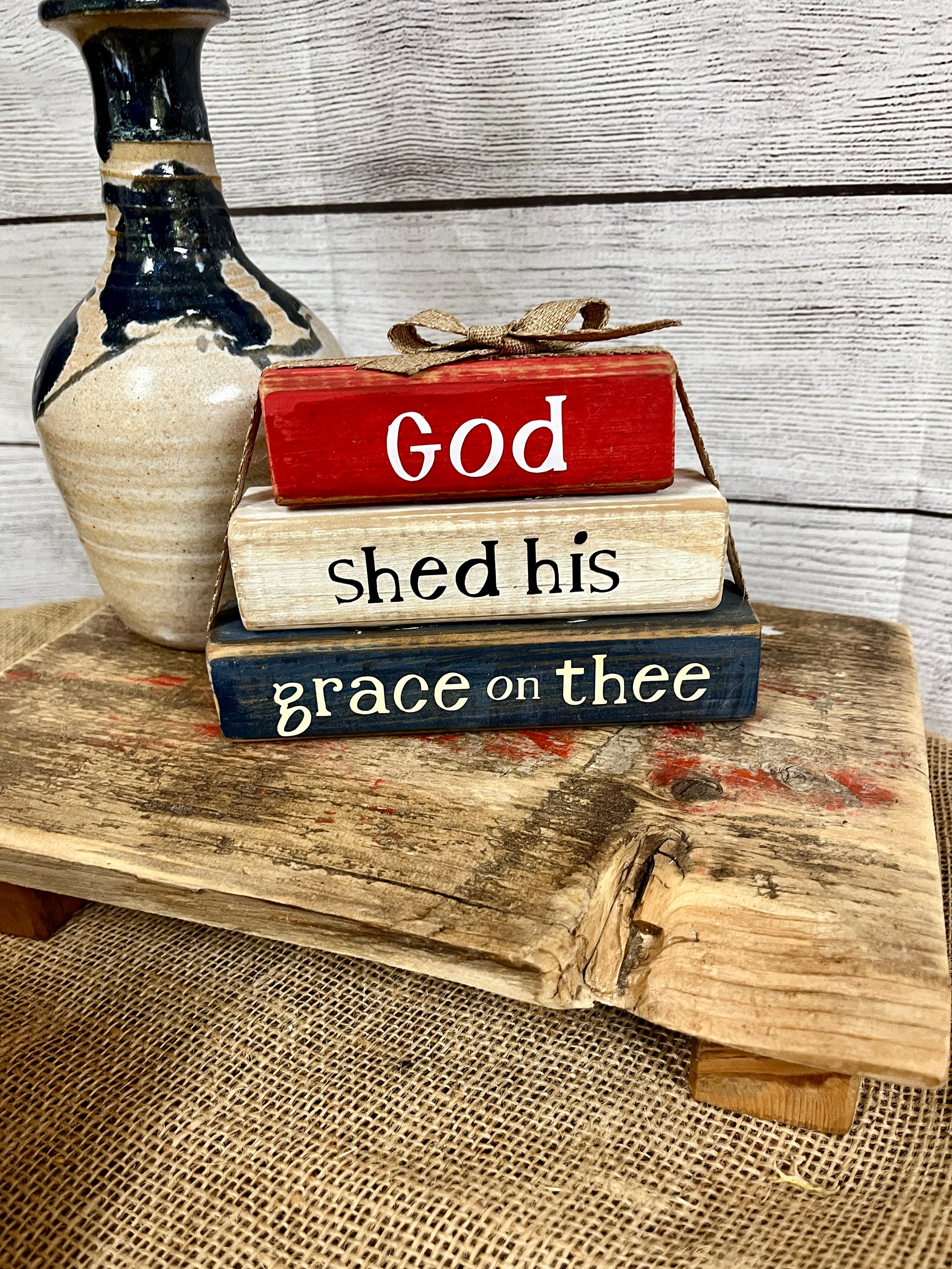 4th of July Stacked Block Sign, for Tiered Tray, Shelf, Mantel ...