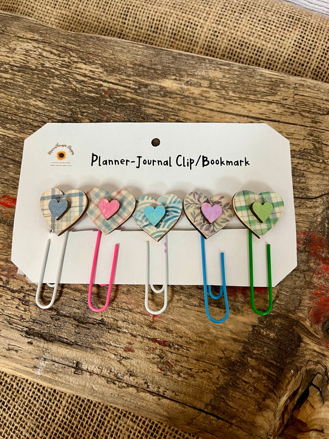 Fancy Journal/planner Clips, Bookmarks, Wooden Hearts - Etsy