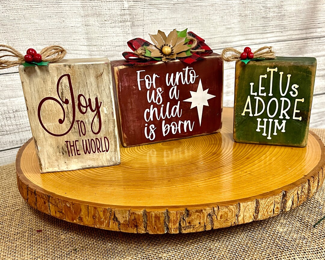 Rustic Christmas Signs for Mantel, Shelf, or Tiered Trays Displays ...