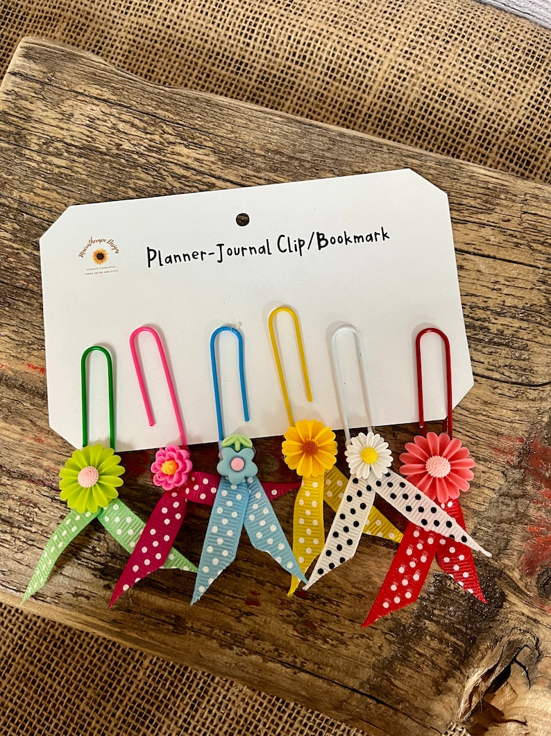 Fancy Journal/planner Clips, Bookmarks, Ribbon Flowers - Etsy