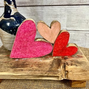 Valentine Wood Heart Stacking Blocks Trio Shelf Sitters - Etsy
