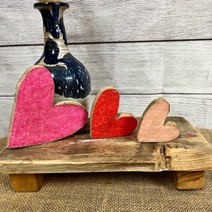 Valentine Wood Heart Stacking Blocks Trio Shelf Sitters - Etsy