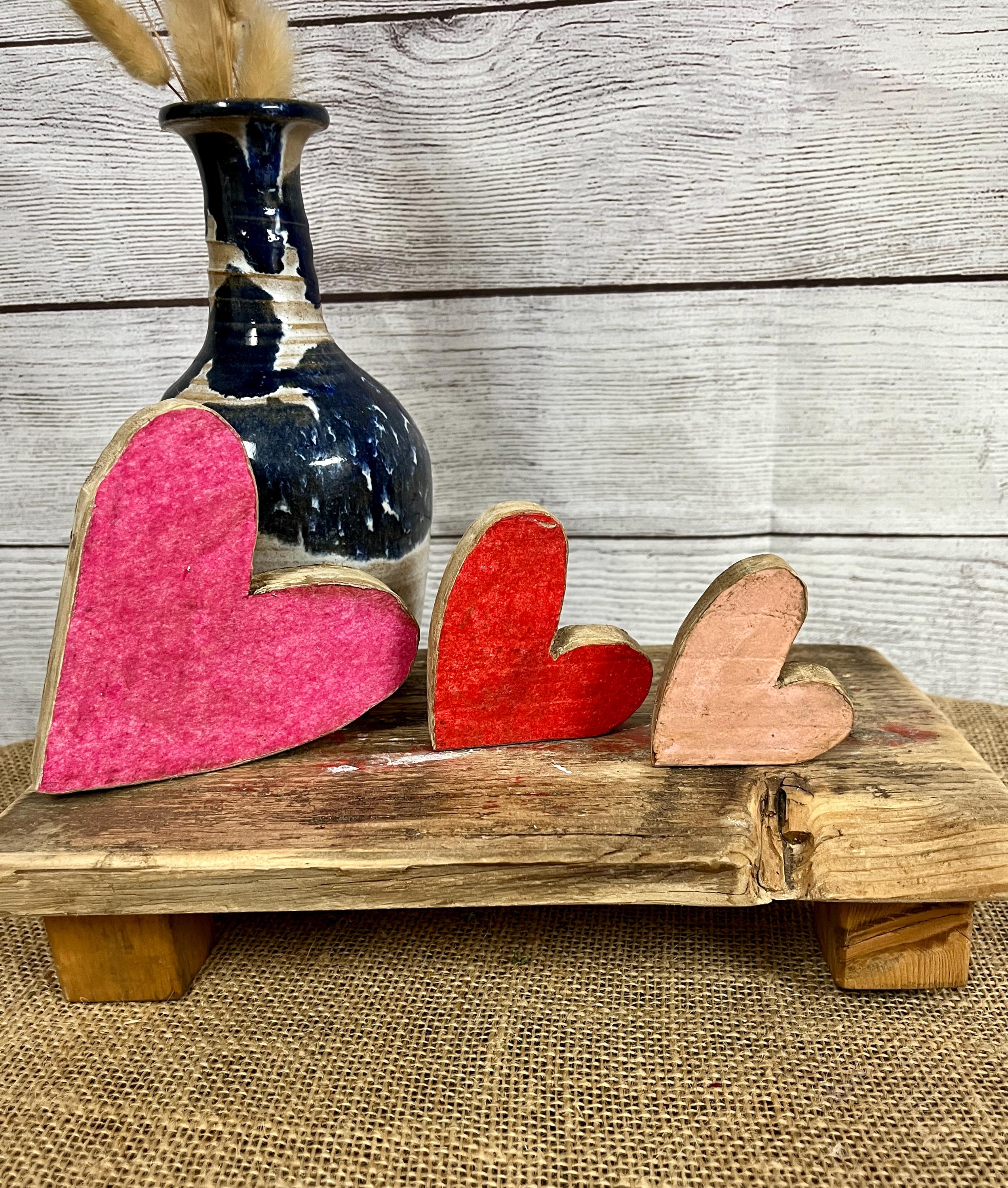 Valentine Wood Heart Stacking Blocks Trio Shelf Sitters - Etsy