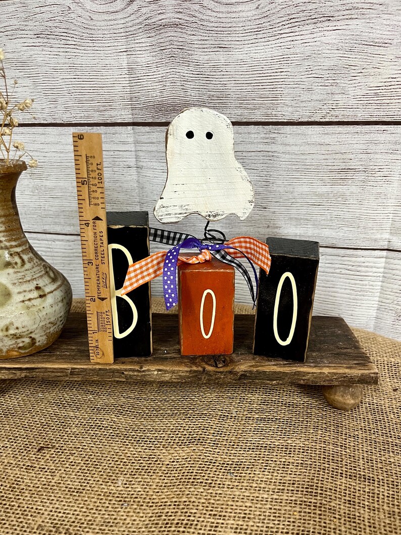 BOO Halloween Block Set for Mantel, Shelf, Desktop, Table, Window Sill ...
