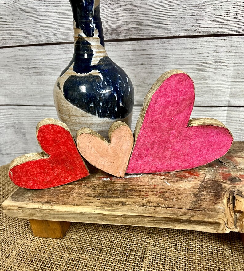 Valentine Wood Heart Stacking Blocks Trio Shelf Sitters - Etsy