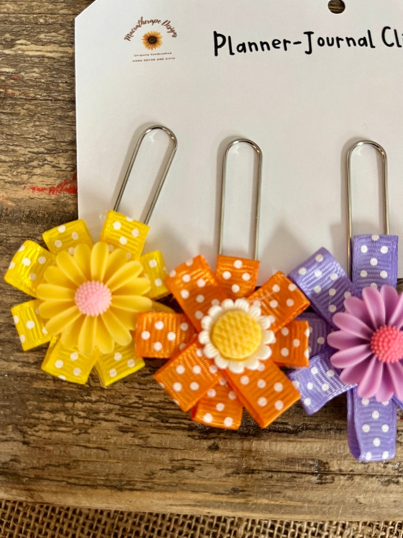 Fancy Journal/planner Clips, Bookmarks, Ribbon Flowers - Etsy