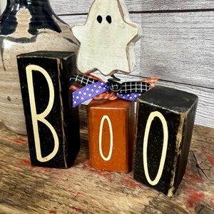 BOO Halloween Block Set for Mantel, Shelf, Desktop, Table, Window Sill ...