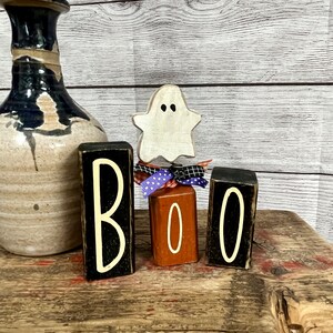 BOO Halloween Block Set for Mantel, Shelf, Desktop, Table, Window Sill ...