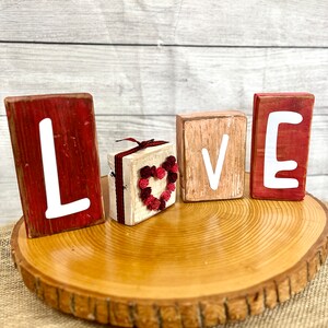 Valentine Love Blocks With Handmade Paper Flowers Mantel, Shelf, or ...
