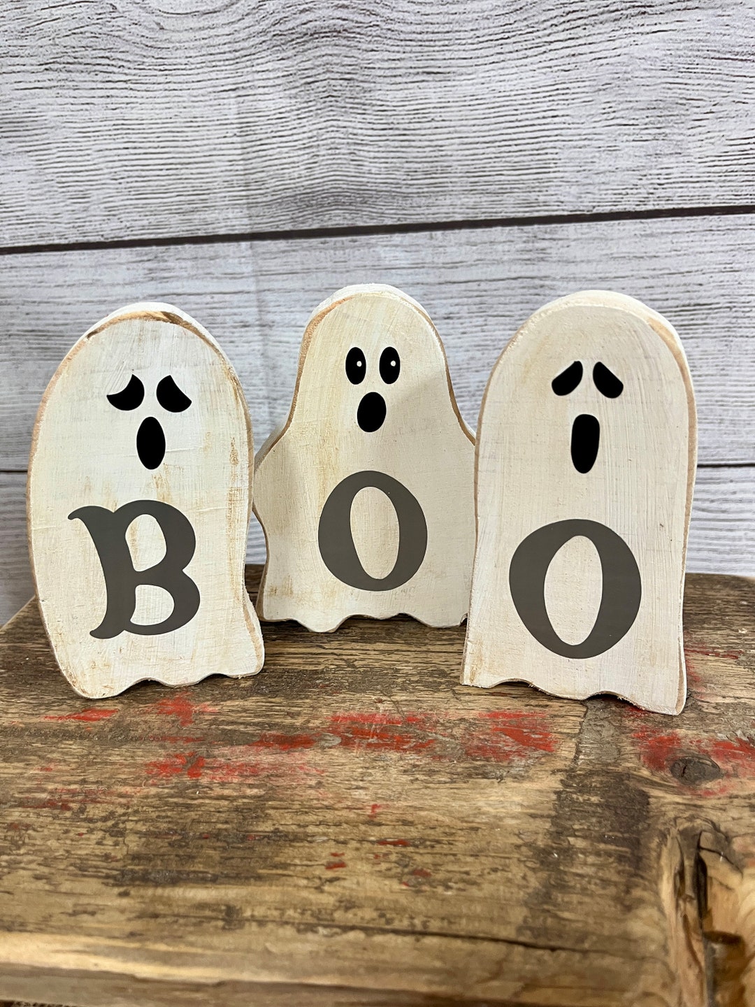 Ghost Trio Sign Set | Reclaimed Wood Halloween Decor - Etsy