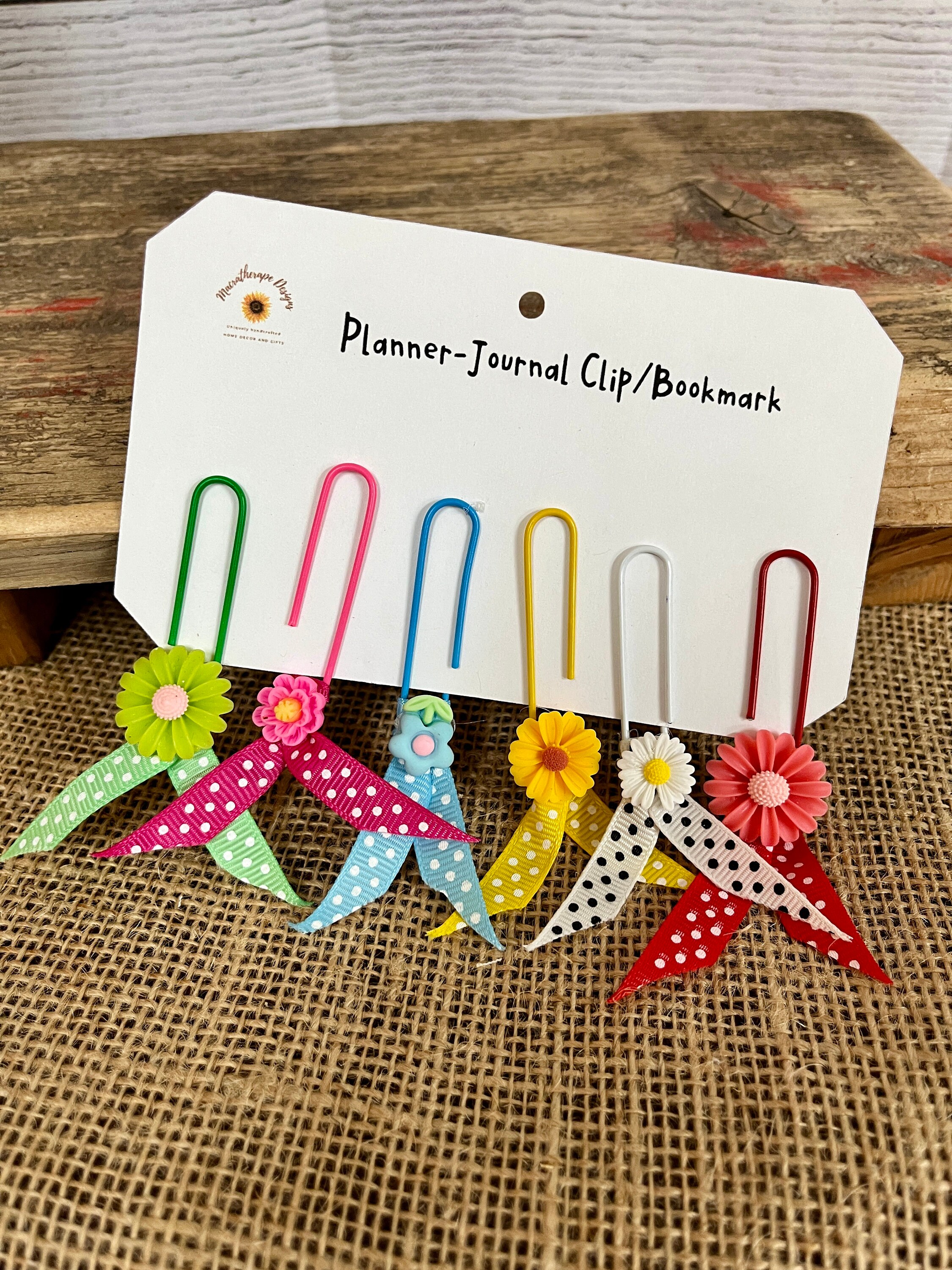 Fancy Journal/planner Clips, Bookmarks, Ribbon Flowers - Etsy