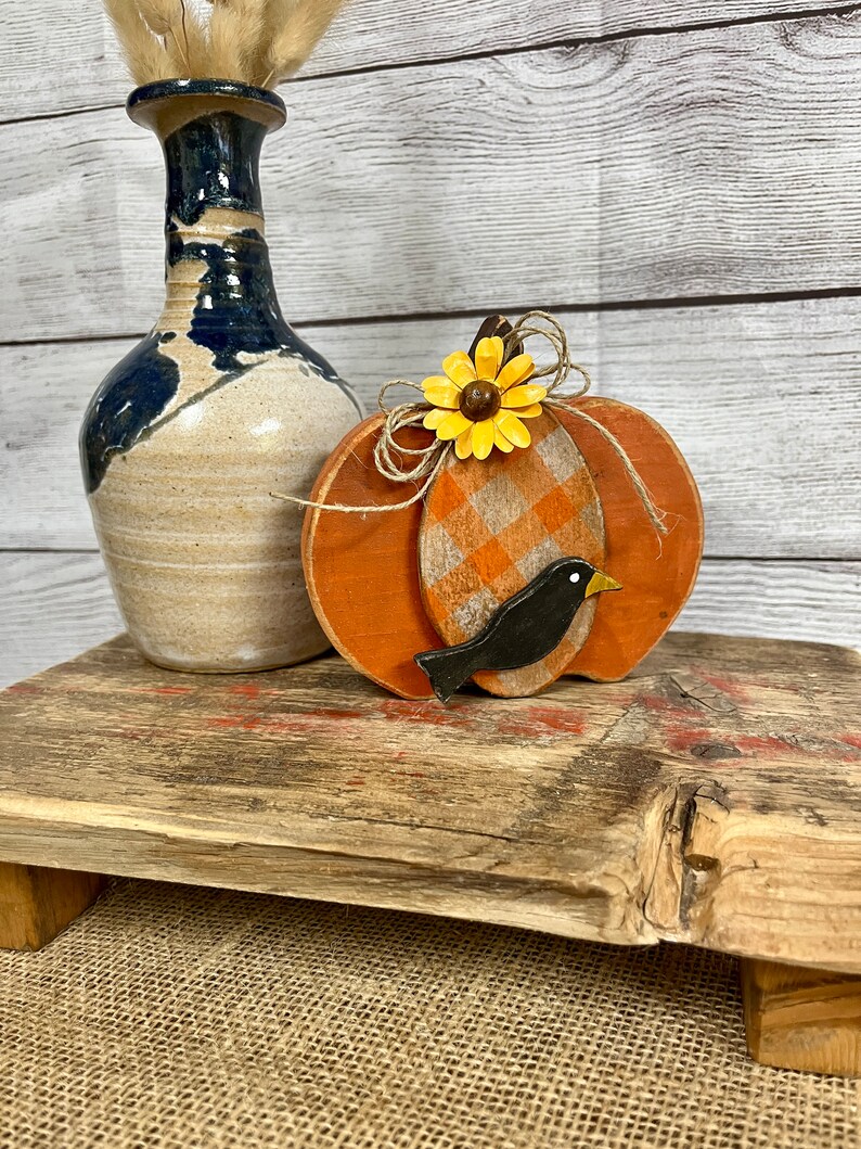 Fall Harvest Home Decor Handcrafted Pumpkin Wood Shelf Sitter - Etsy