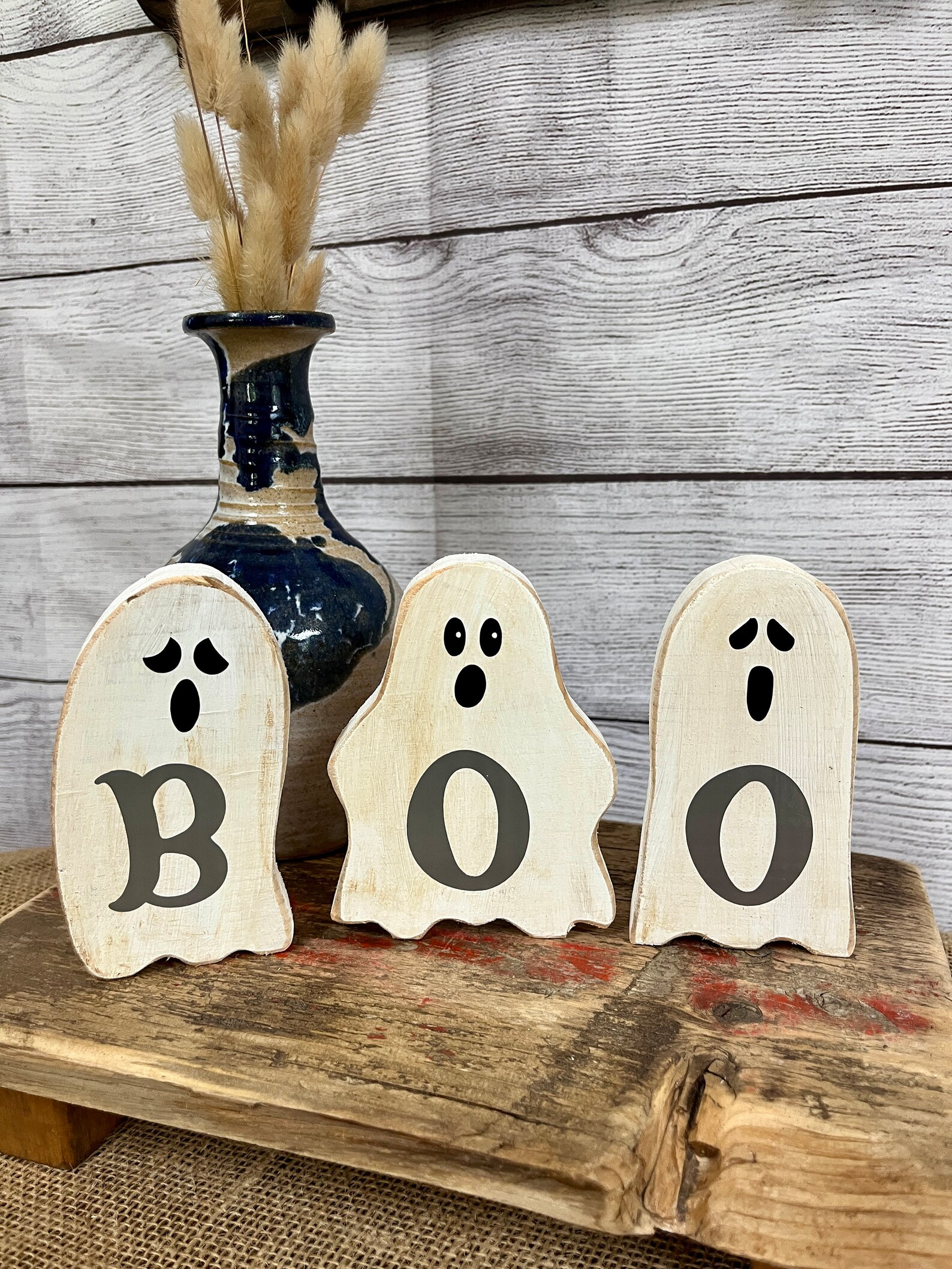 Ghost Trio Sign Set | Reclaimed Wood Halloween Decor - Etsy