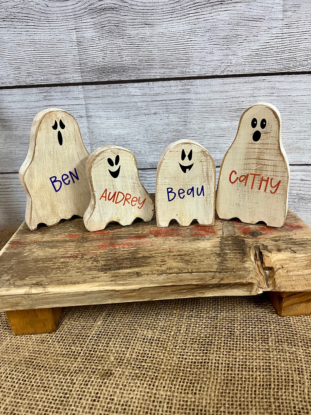 Personalized Ghost Family for Halloween - Wood Block Set - Etsy
