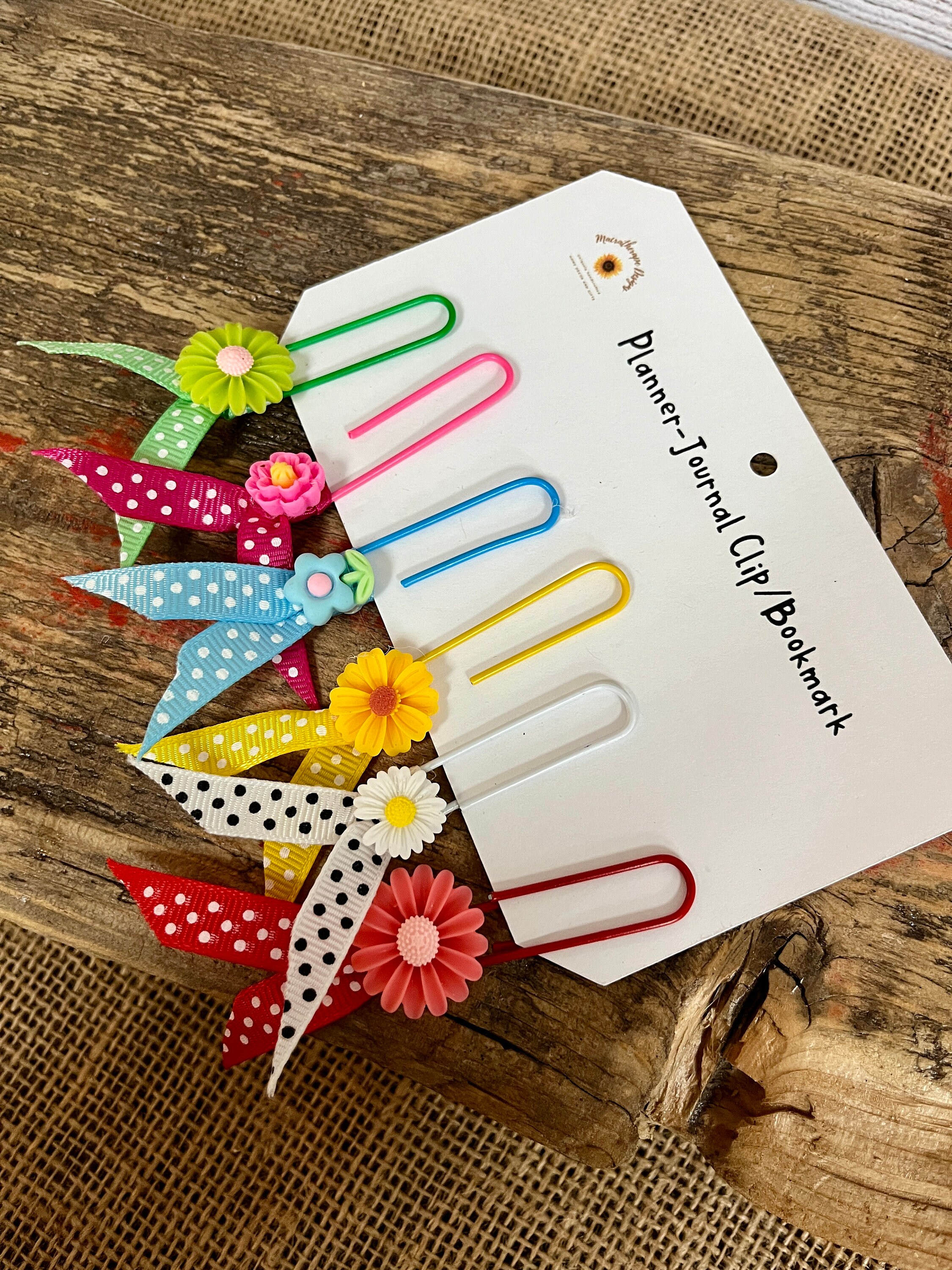 Fancy Journal/planner Clips, Bookmarks, Ribbon Flowers - Etsy