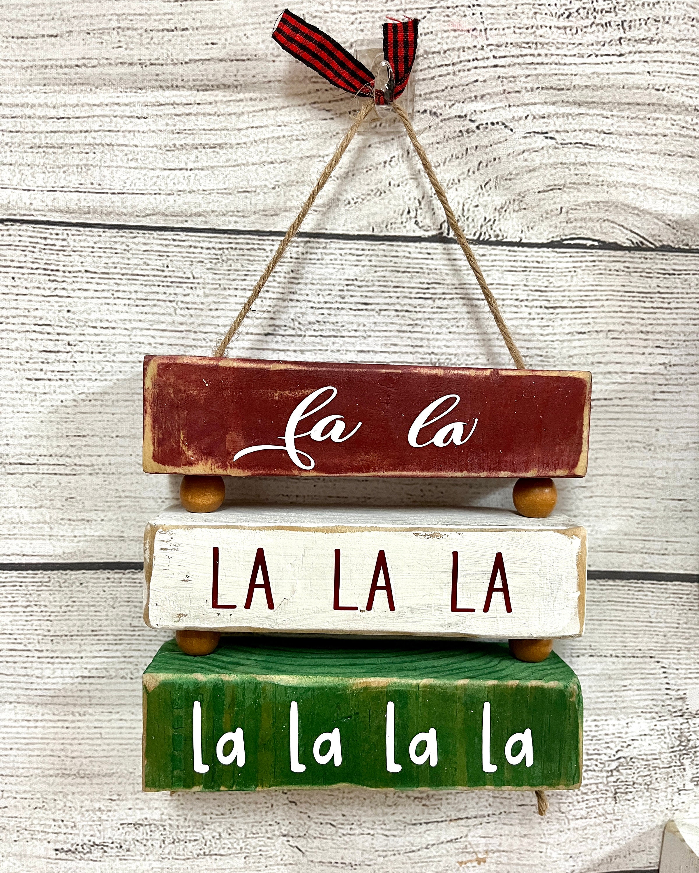 Rustic Christmas Block Sign for Wall, Deck the Halls and Other Sayings ...