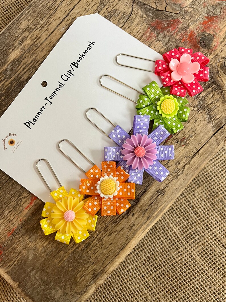Fancy Journal/planner Clips, Bookmarks, Ribbon Flowers - Etsy