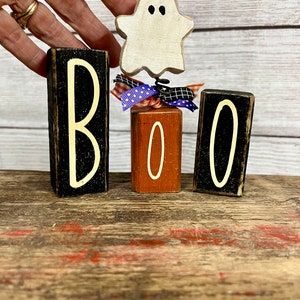 BOO Halloween Block Set for Mantel, Shelf, Desktop, Table, Window Sill ...