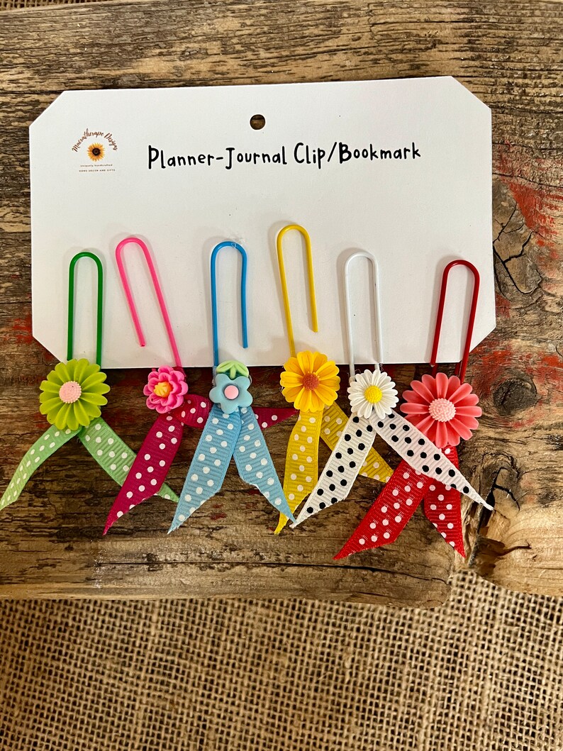 Fancy Journal/planner Clips, Bookmarks, Ribbon Flowers - Etsy