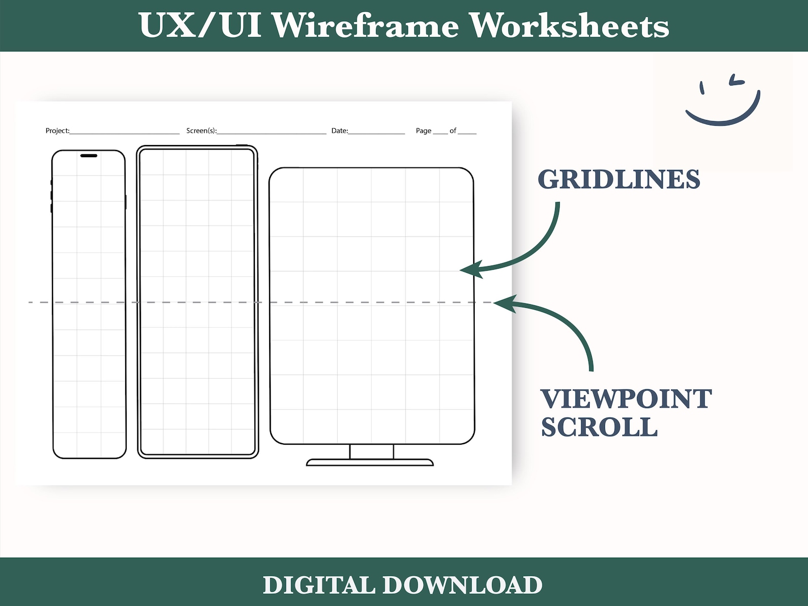 UX/UI Wireframe Worksheets | Printable Website & App Design Templates ...