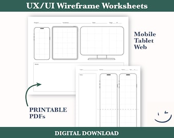UX/UI Wireframe Worksheets | Printable Website & App Design Templates ...