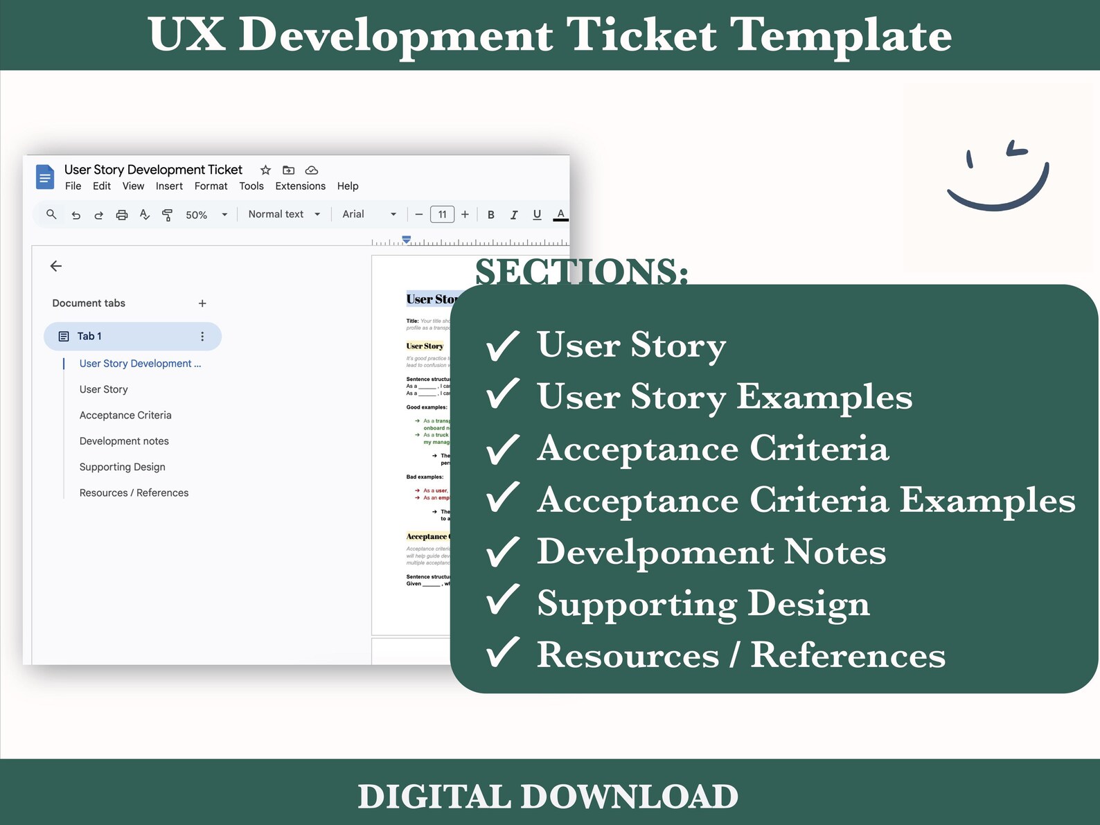 User Story Development Ticket Template | Agile Project Planning | UX/UI ...