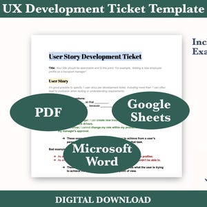 User Story Development Ticket Template | Agile Project Planning | UX/UI ...