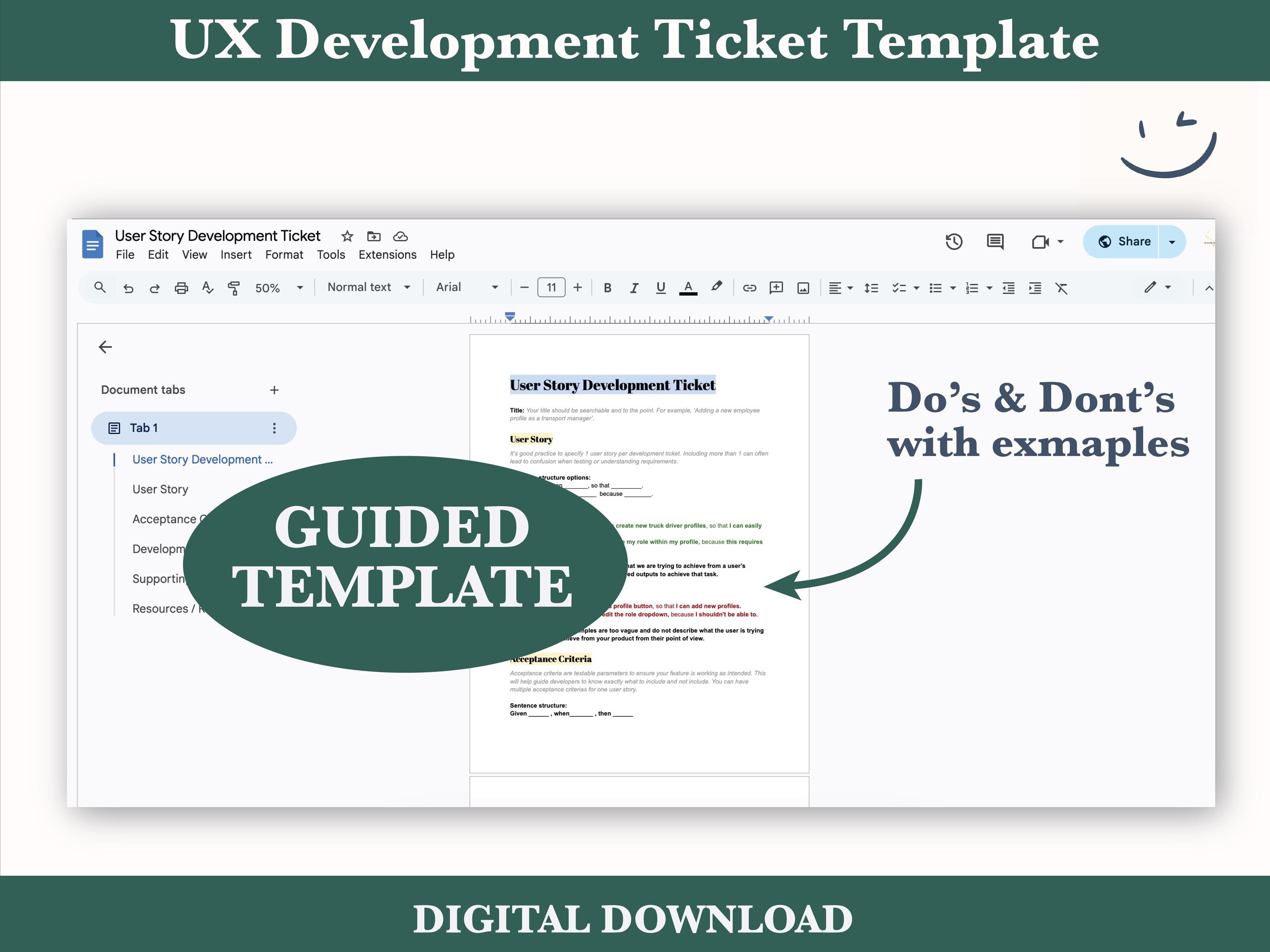 User Story Development Ticket Template | Agile Project Planning | UX/UI ...