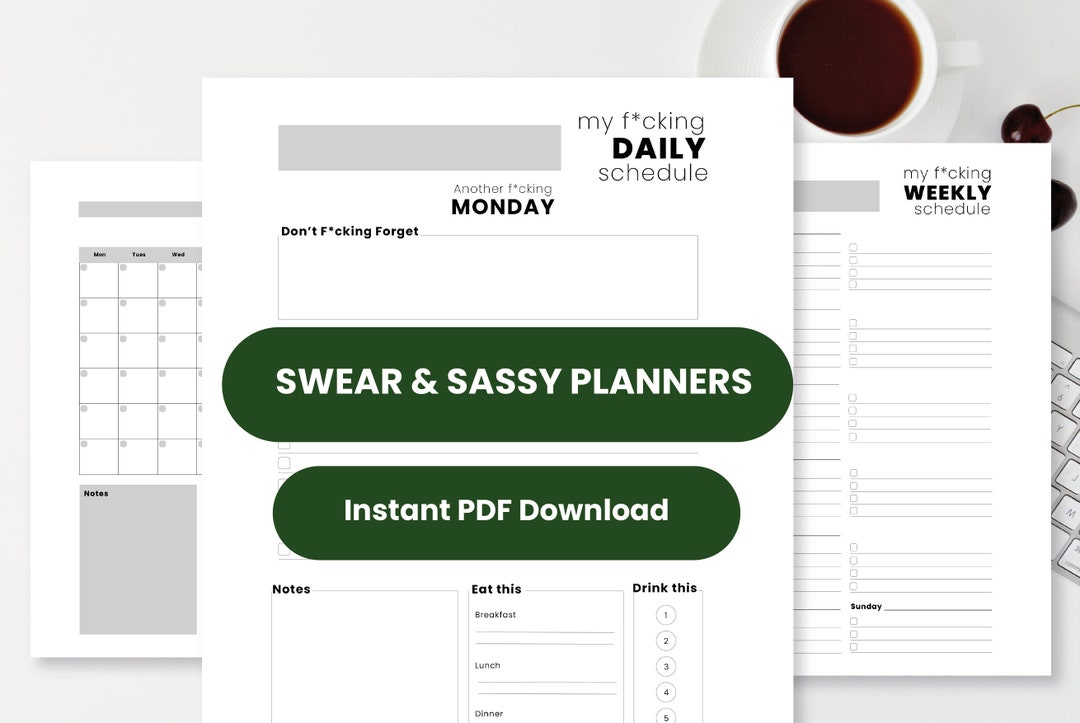 Swear Word Daily Planner | Sassy Adult Printable (digital Download) - Etsy