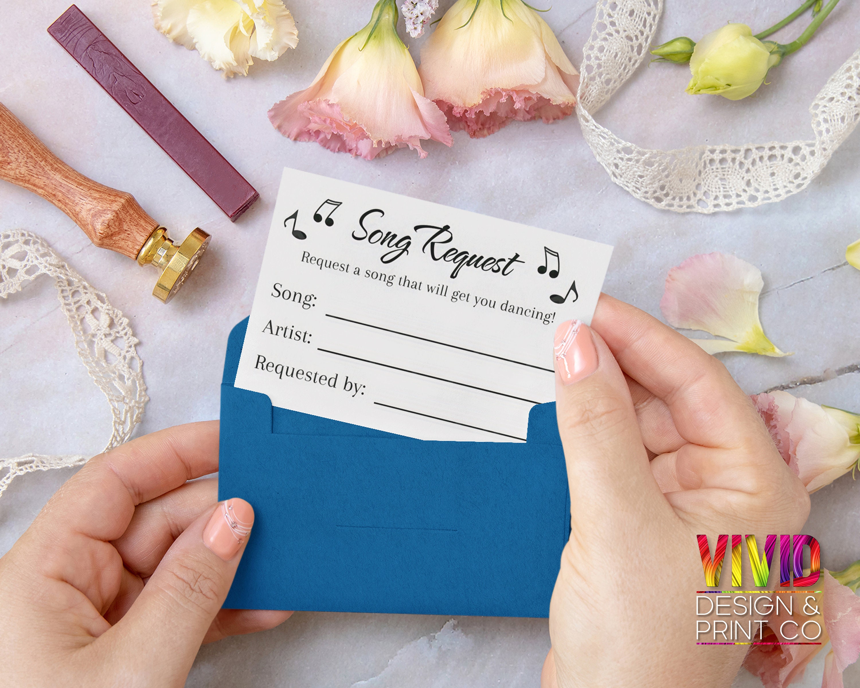Printable Song Request A7 Cards / Slips (PDF) for Weddings, Parties ...