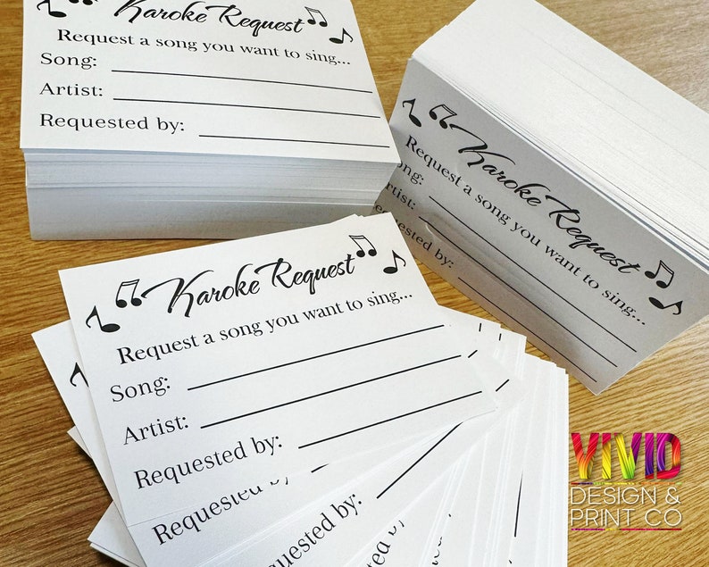 Print at Home Karaoke Slips Classy Sleek Digital Download 8 per Page A4 ...